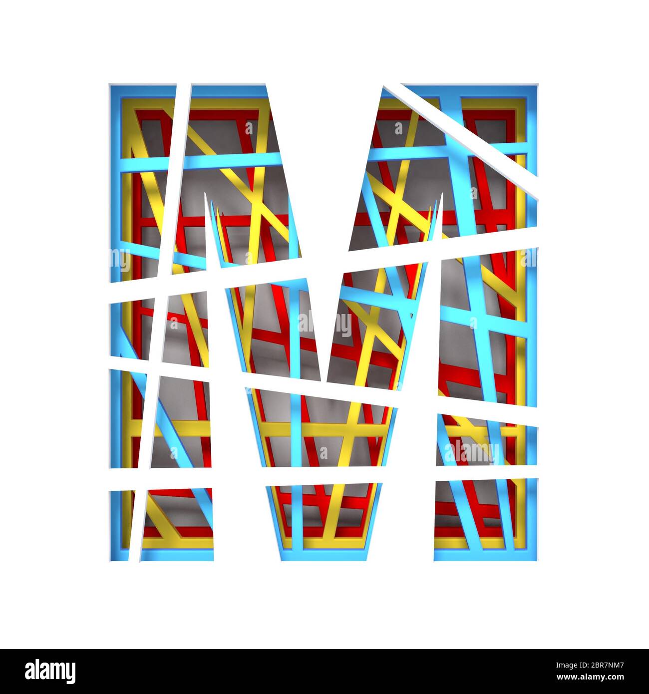 Colorful paper cut out font Letter M 3D render illustration isolated on ...