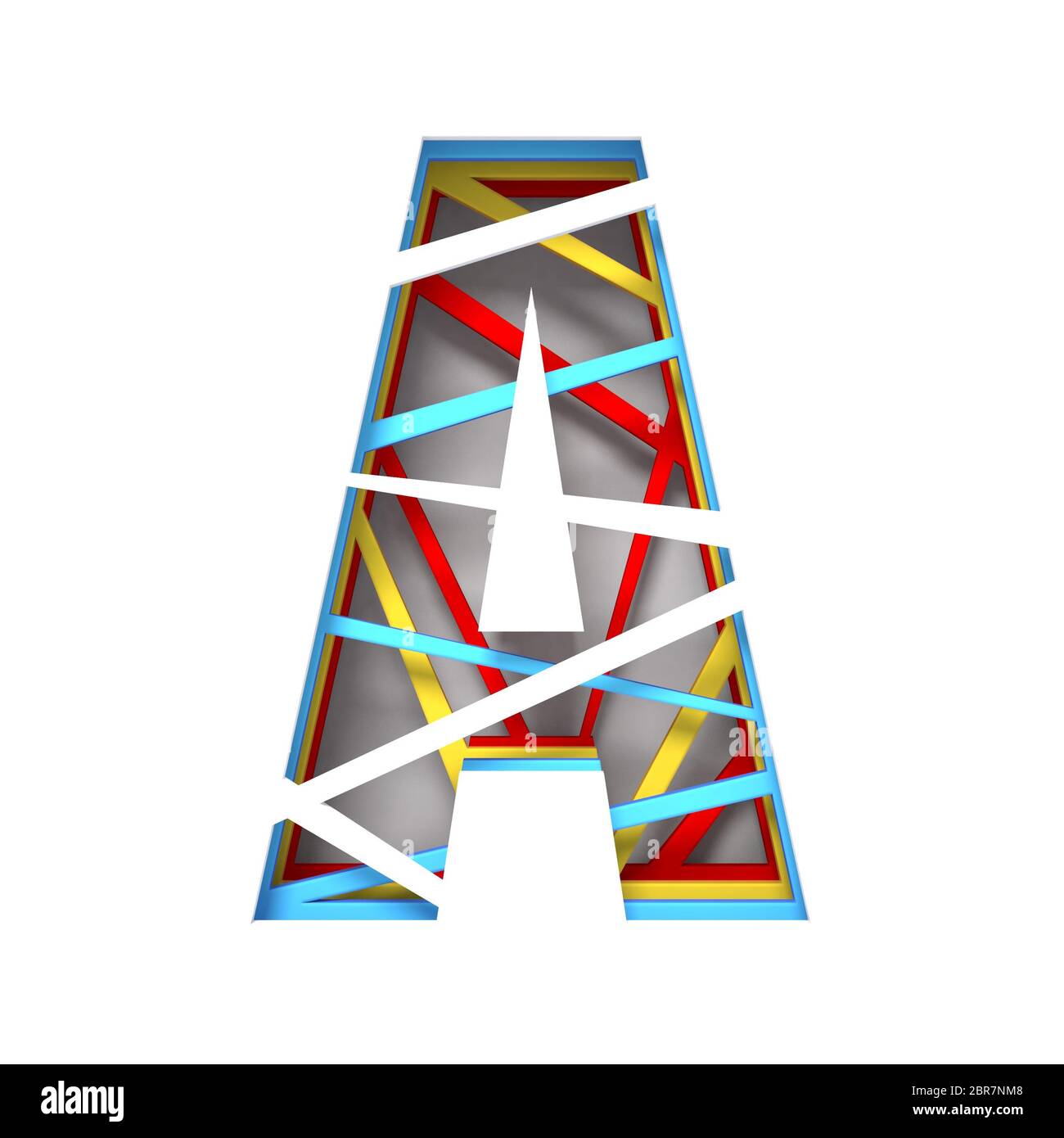 Colorful paper cut out font Letter A 3D render illustration isolated on ...