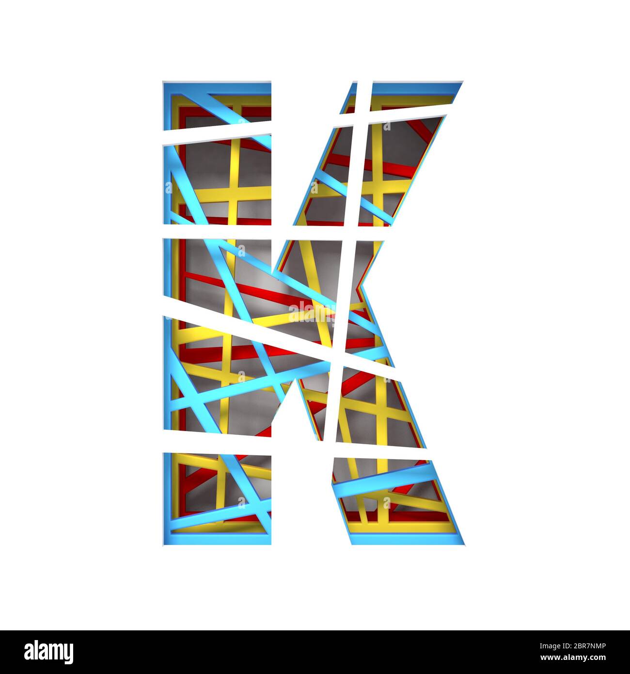Colorful paper cut out font Letter K 3D render illustration isolated on ...