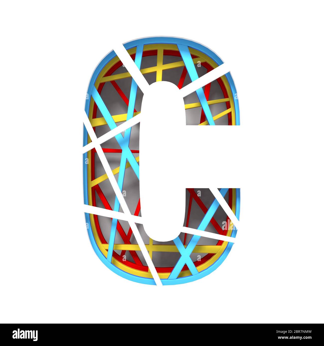 Colorful paper cut out font Letter C 3D render illustration isolated on ...