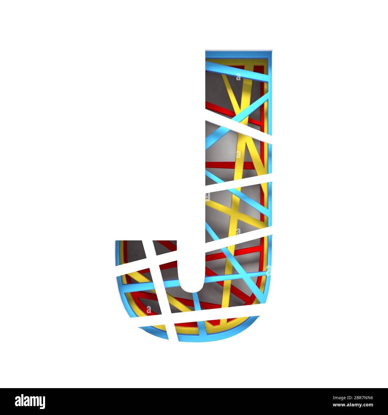 Colorful paper cut out font Letter J 3D render illustration isolated on ...