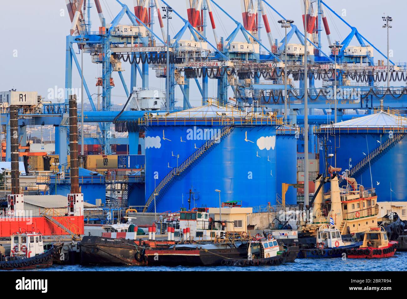 Oil storage tanks, Port of Haifa, Israel Stock Photo - Alamy