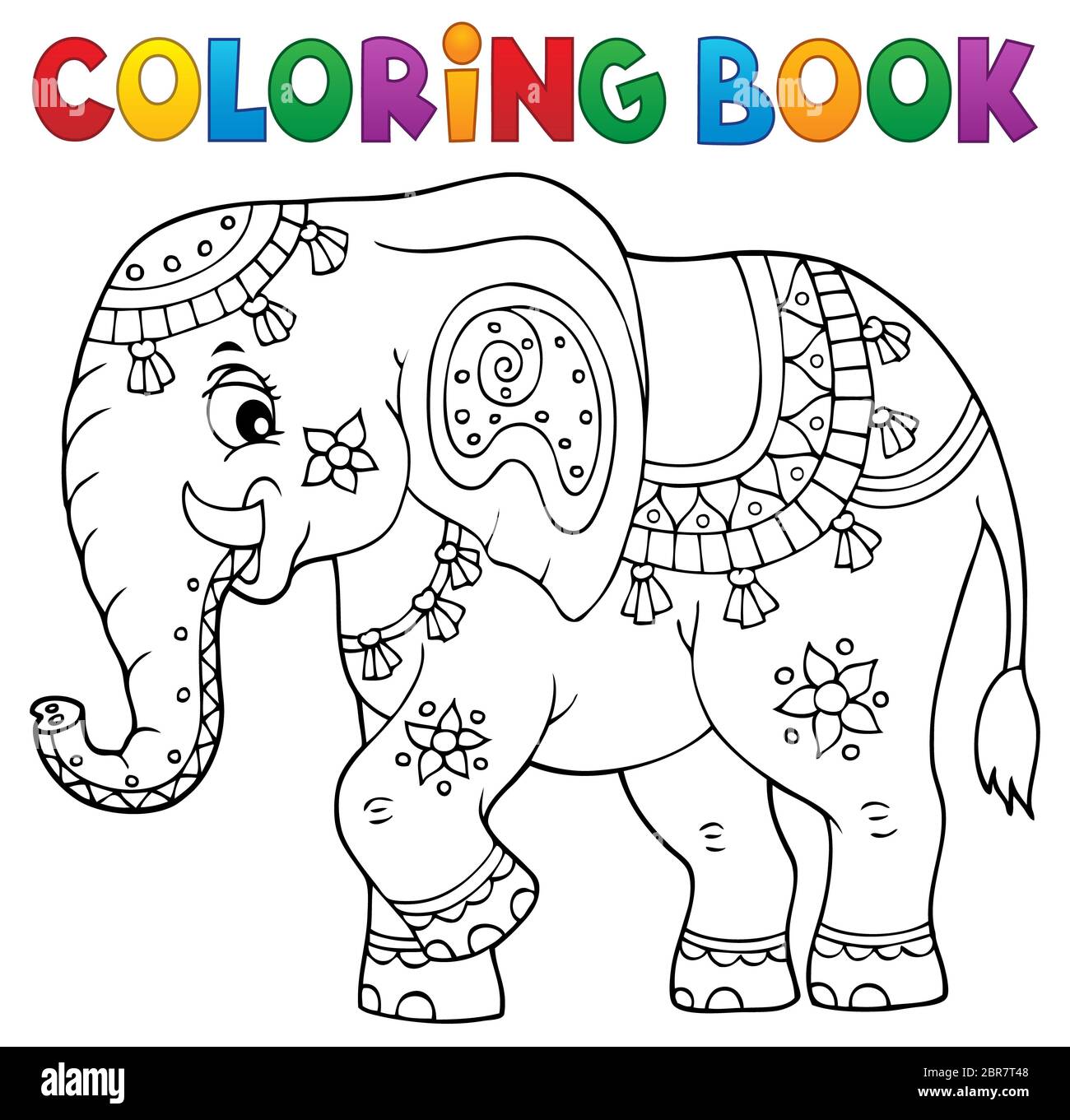 Coloring book Indian elephant topic 1 - picture illustration Stock ...