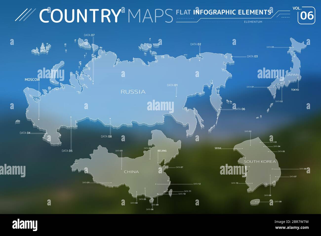 Flat vector maps collection with infographic elements Stock Photo - Alamy