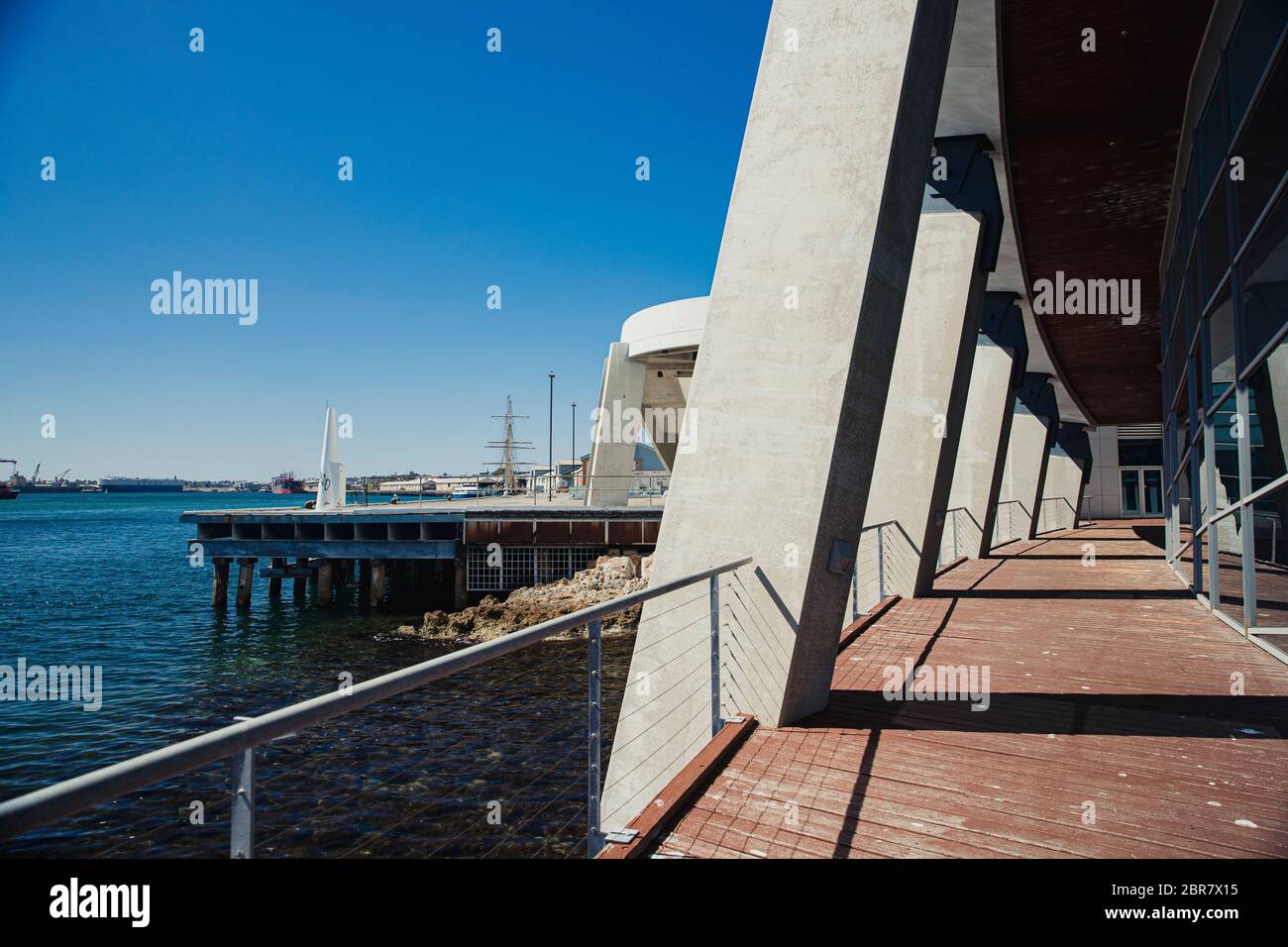 View of the harbor and docks in Perth, Australia. The view is from the ...