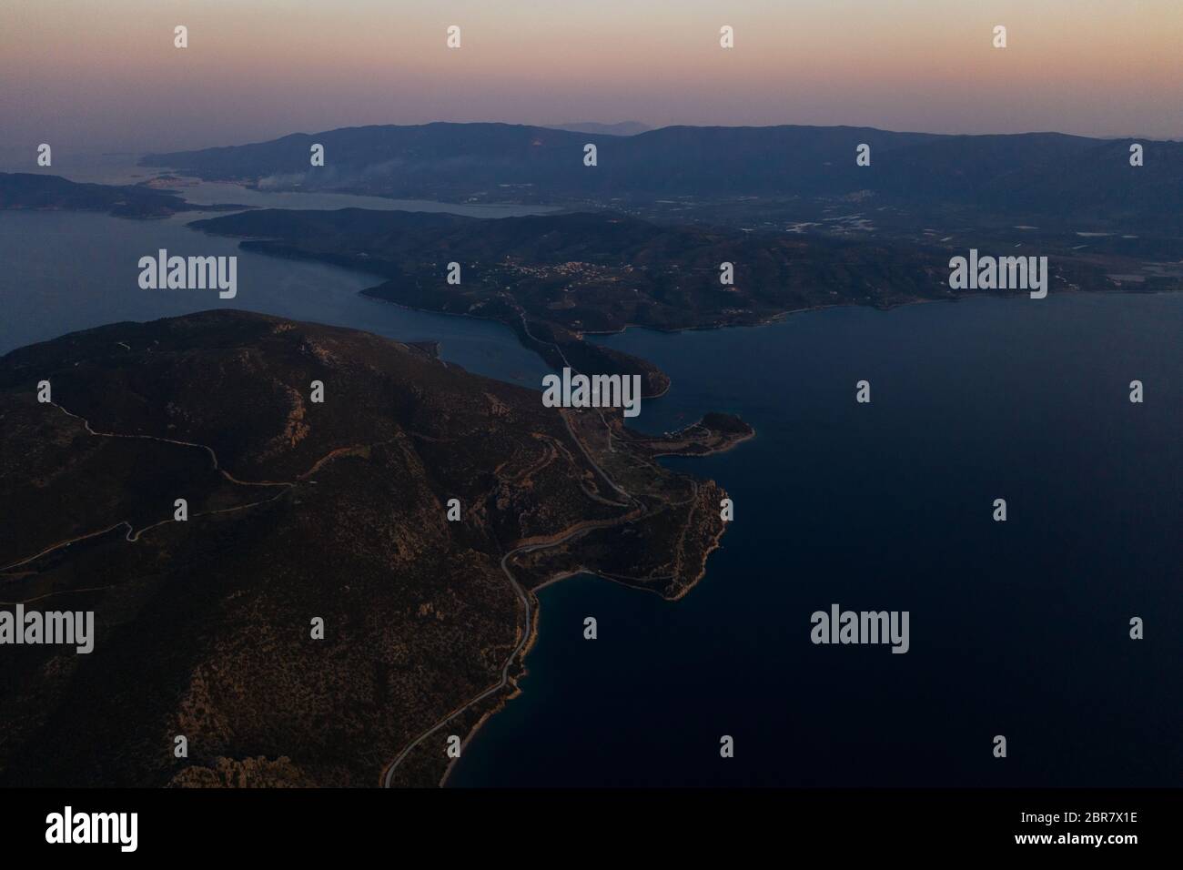 Aerial view of beautiful Methana peninsula islands, Greece Stock Photo ...