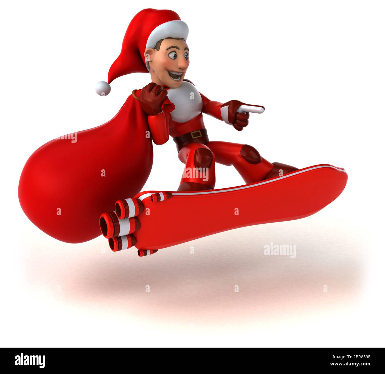 Fun super Santa Claus - 3D Illustration Stock Photo - Alamy