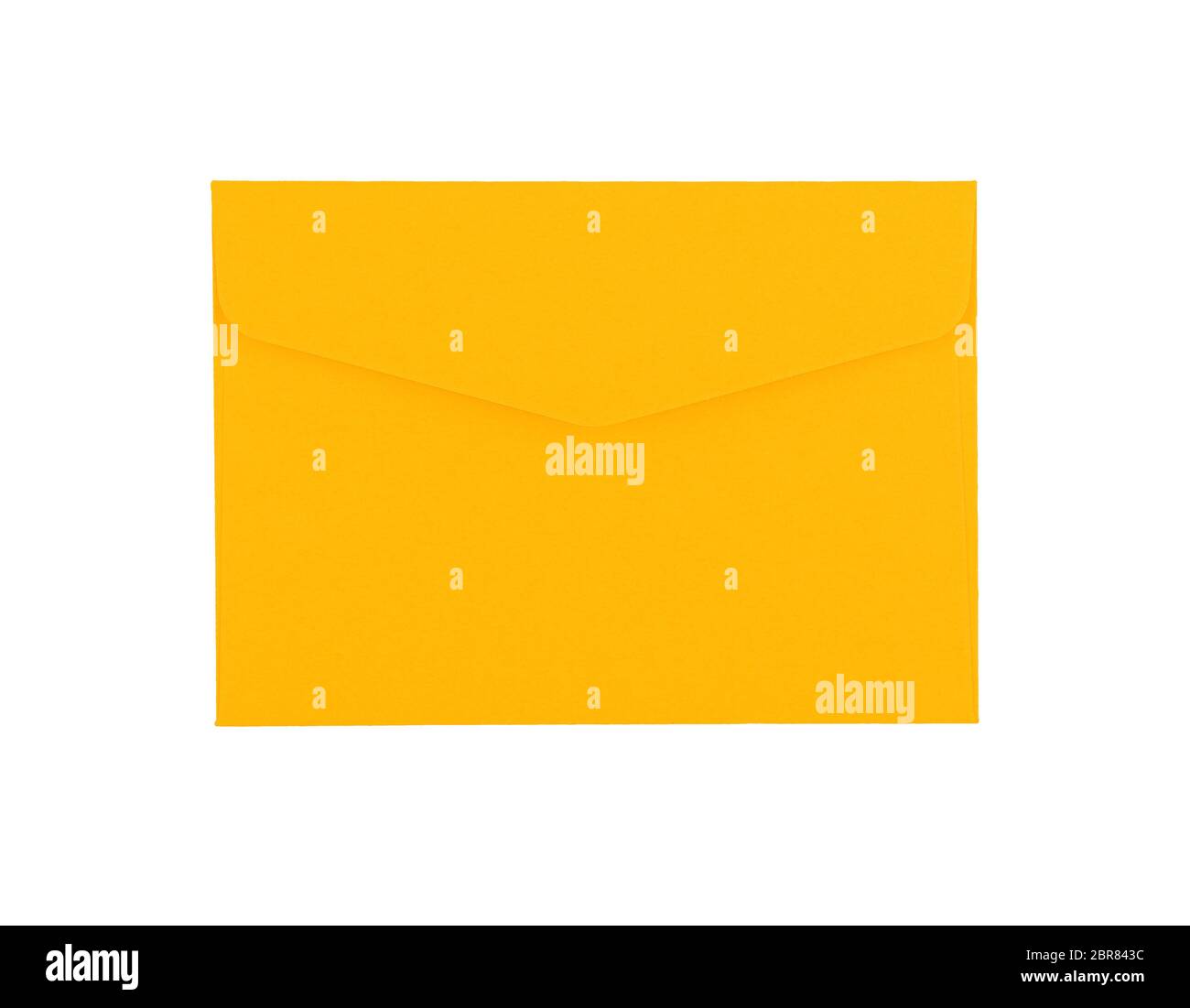 Closed blank vivid yellow paper envelope isolated on white background ...