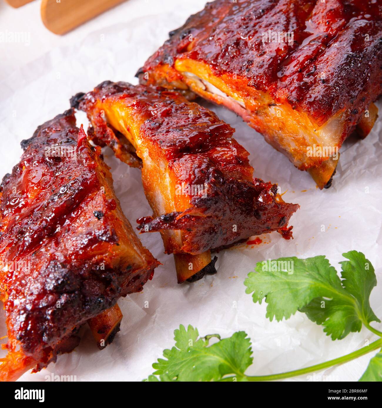 BBQ spare ribs from a charcoal grill Stock Photo - Alamy