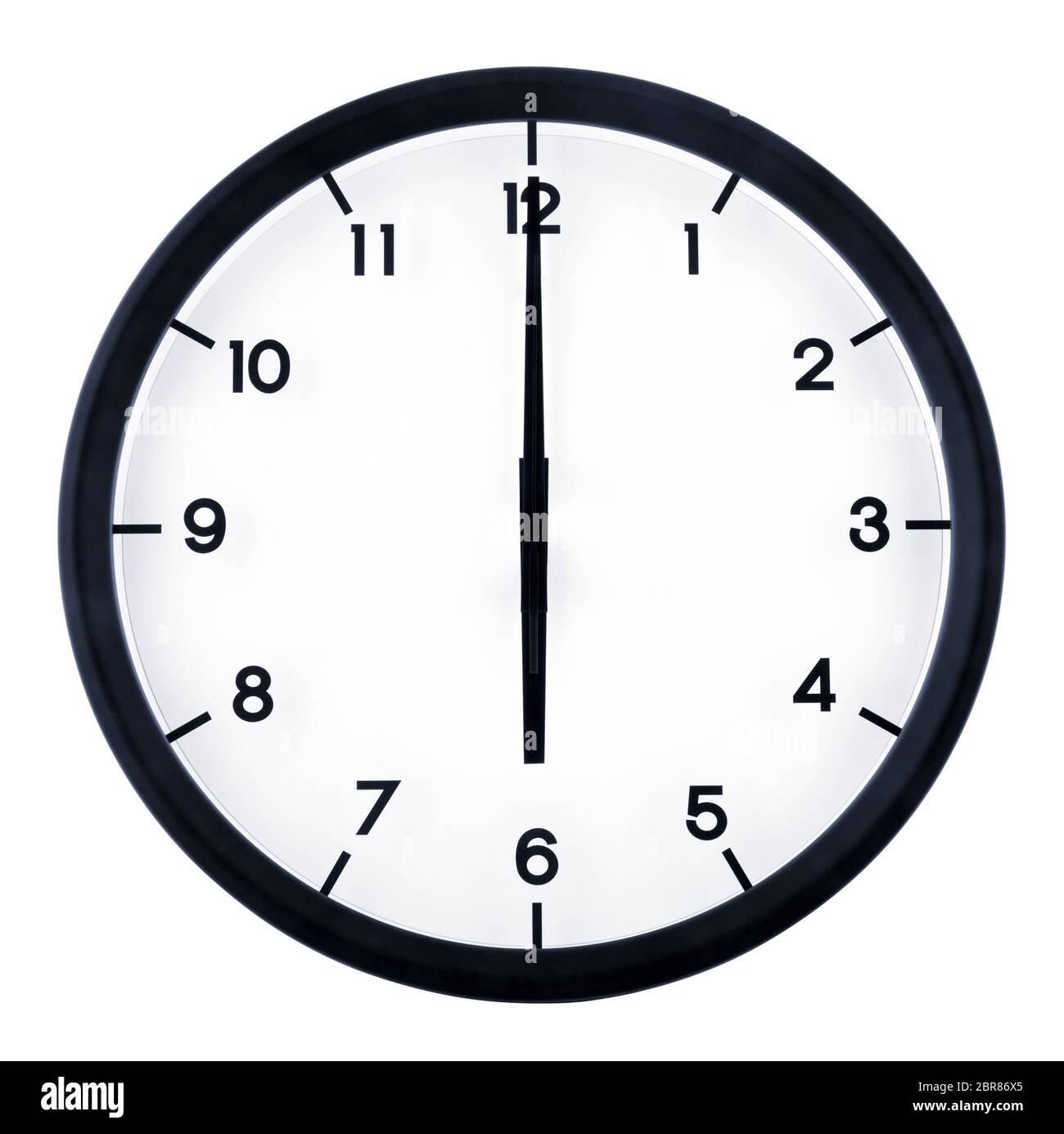 Classic analog clock pointing at 6 o'clock, isolated on white ...