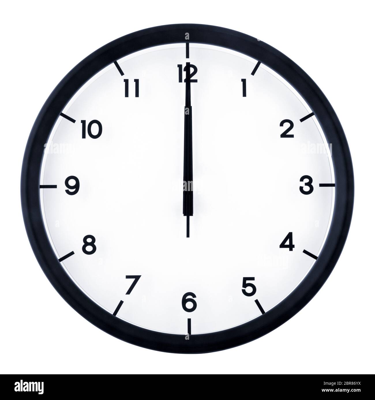 Classic analog clock pointing at 12 o'clock, isolated on white ...
