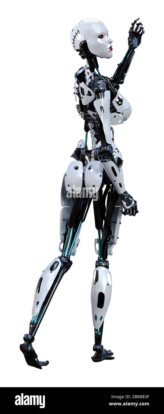 3D rendering of a female robot isolated on white background Stock Photo ...