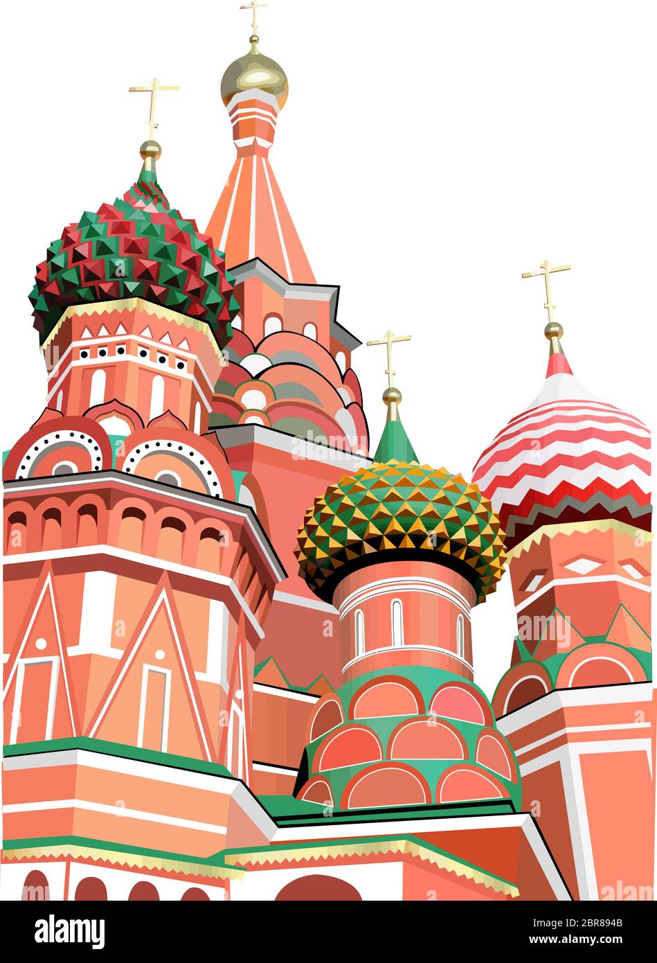 Moscow kremlin saint basils cathedral red square illustration tower ...