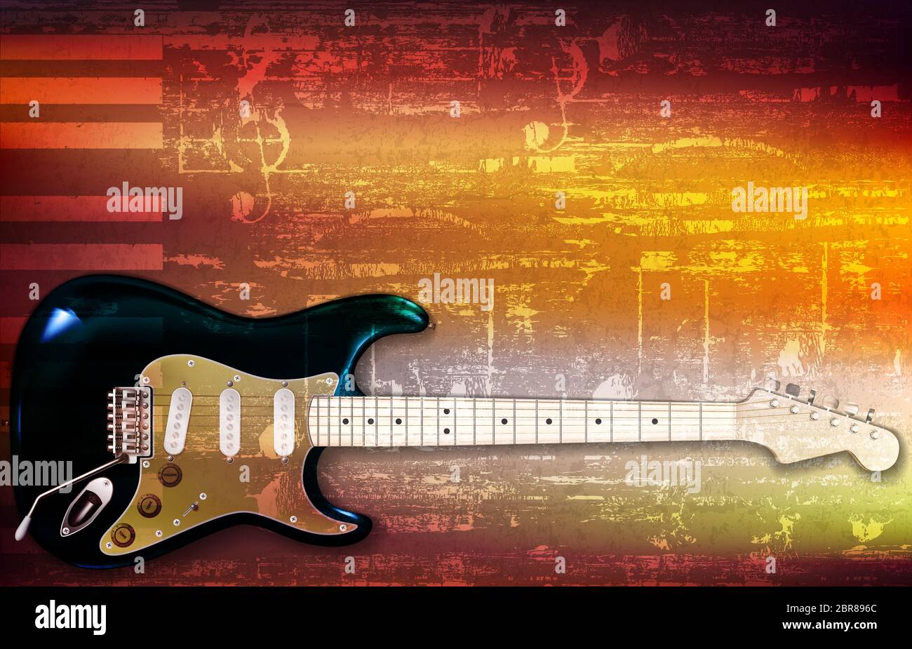 abstract brown grunge music background with electric guitar Stock Photo ...