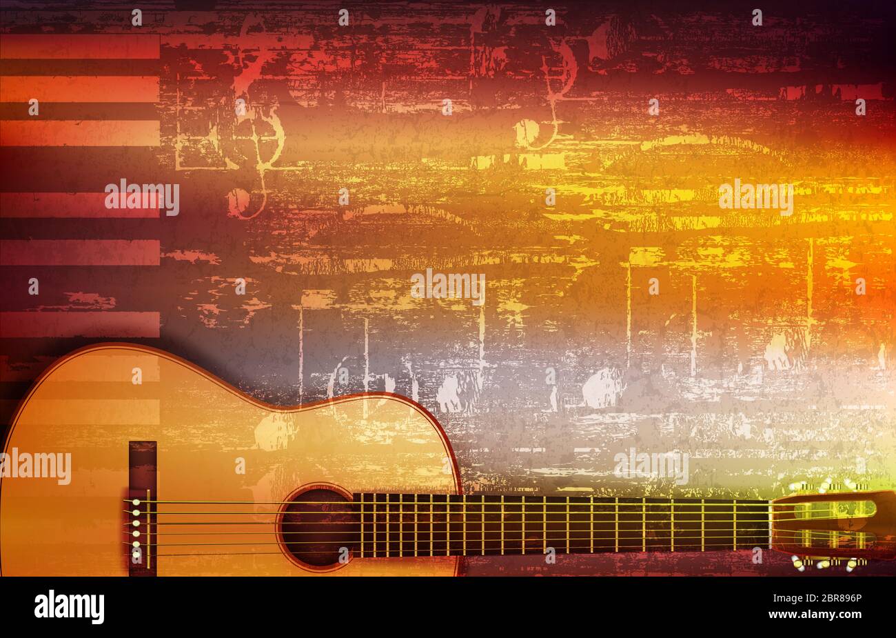 abstract brown grunge music background with acoustic guitar Stock Photo ...