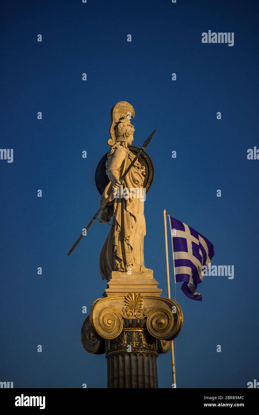 Statue of the goddess Athina, the goddess of piece, wisdom and culture ...