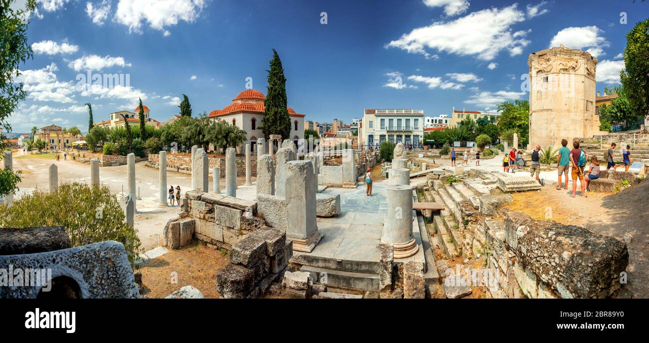 Greek Temple By Tower Of The Winds In Athens High Resolution Stock ...