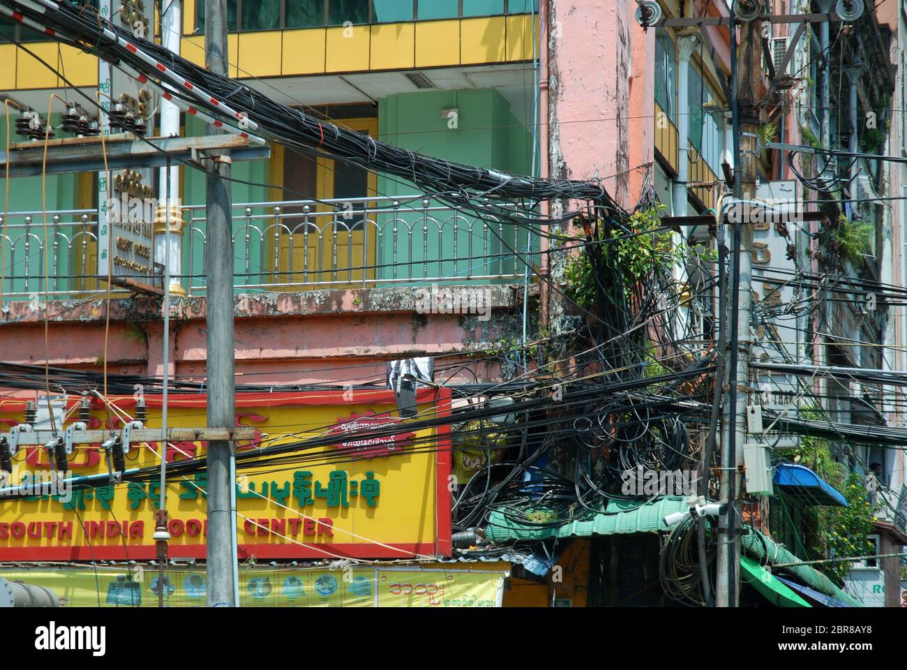 Electricity cables, Yangon, Myanmar Stock Photo - Alamy