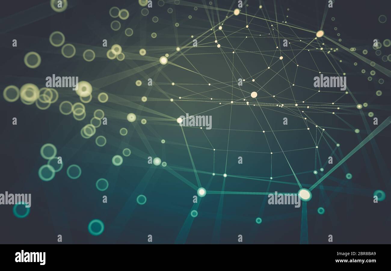 Abstract polygonal space low poly dark background with connecting dots and lines. Connection ...