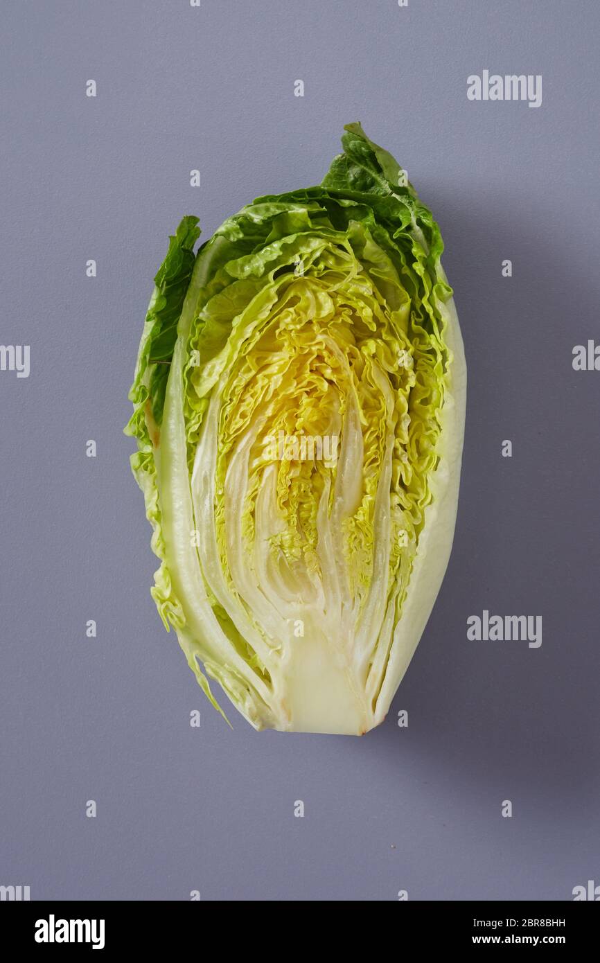 Cross section through a head of fresh Chinese Cabbage or Napa Cabbage ...