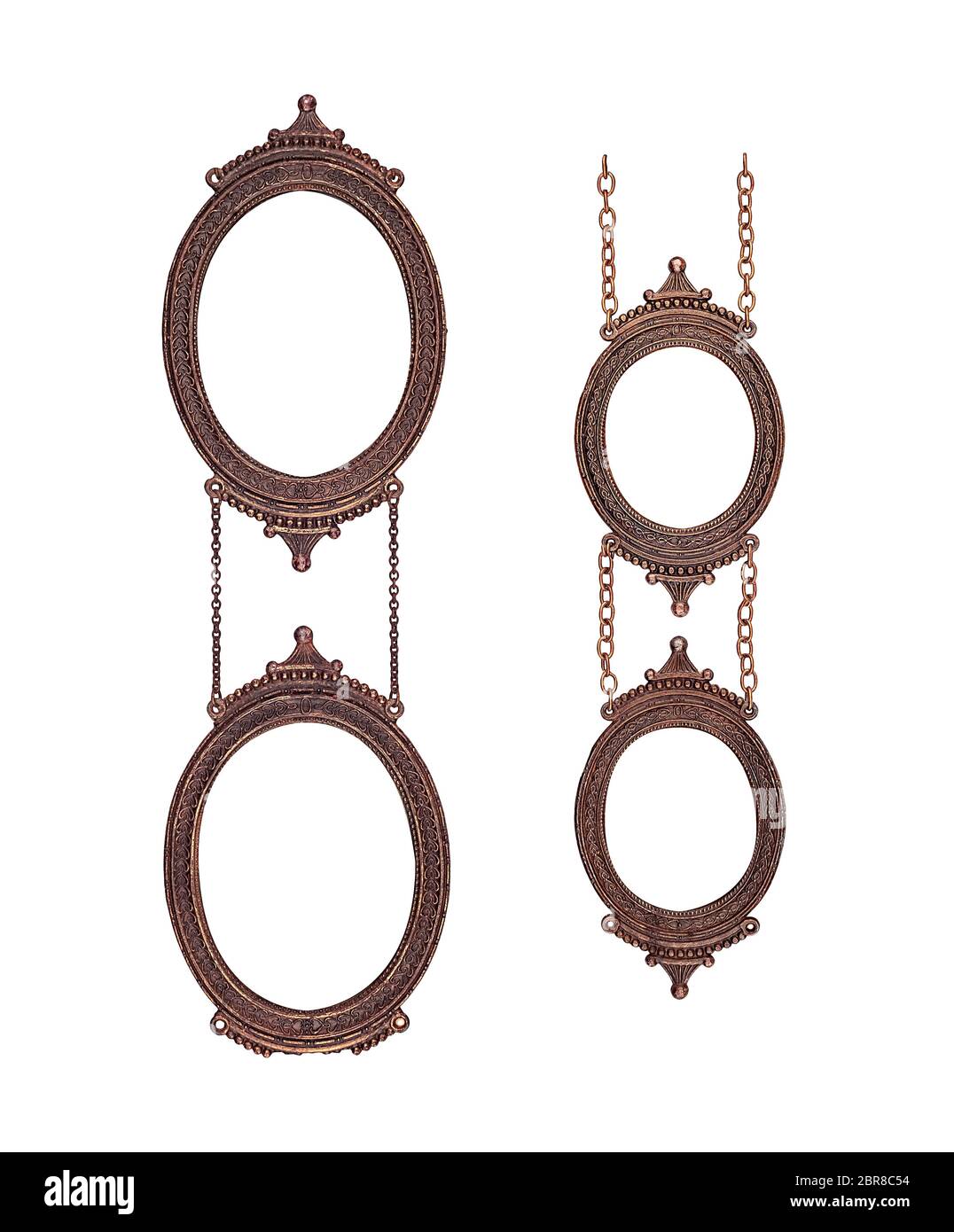 Set of old metal picture frames with chain isolated Stock Photo - Alamy
