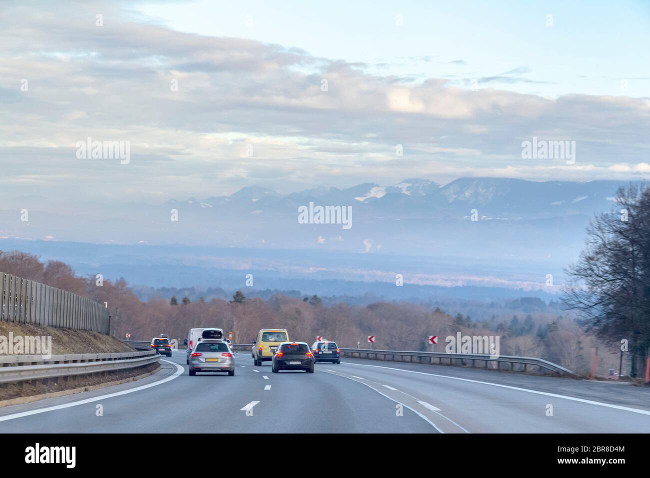 highway scenery at evening time in Southern Germany Stock Photo - Alamy