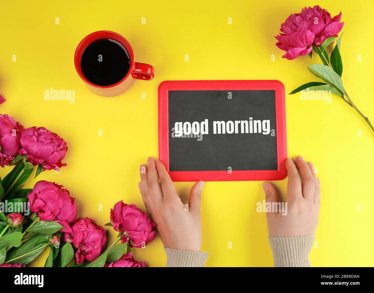 Good morning card red yellow hi-res stock photography and images - Alamy