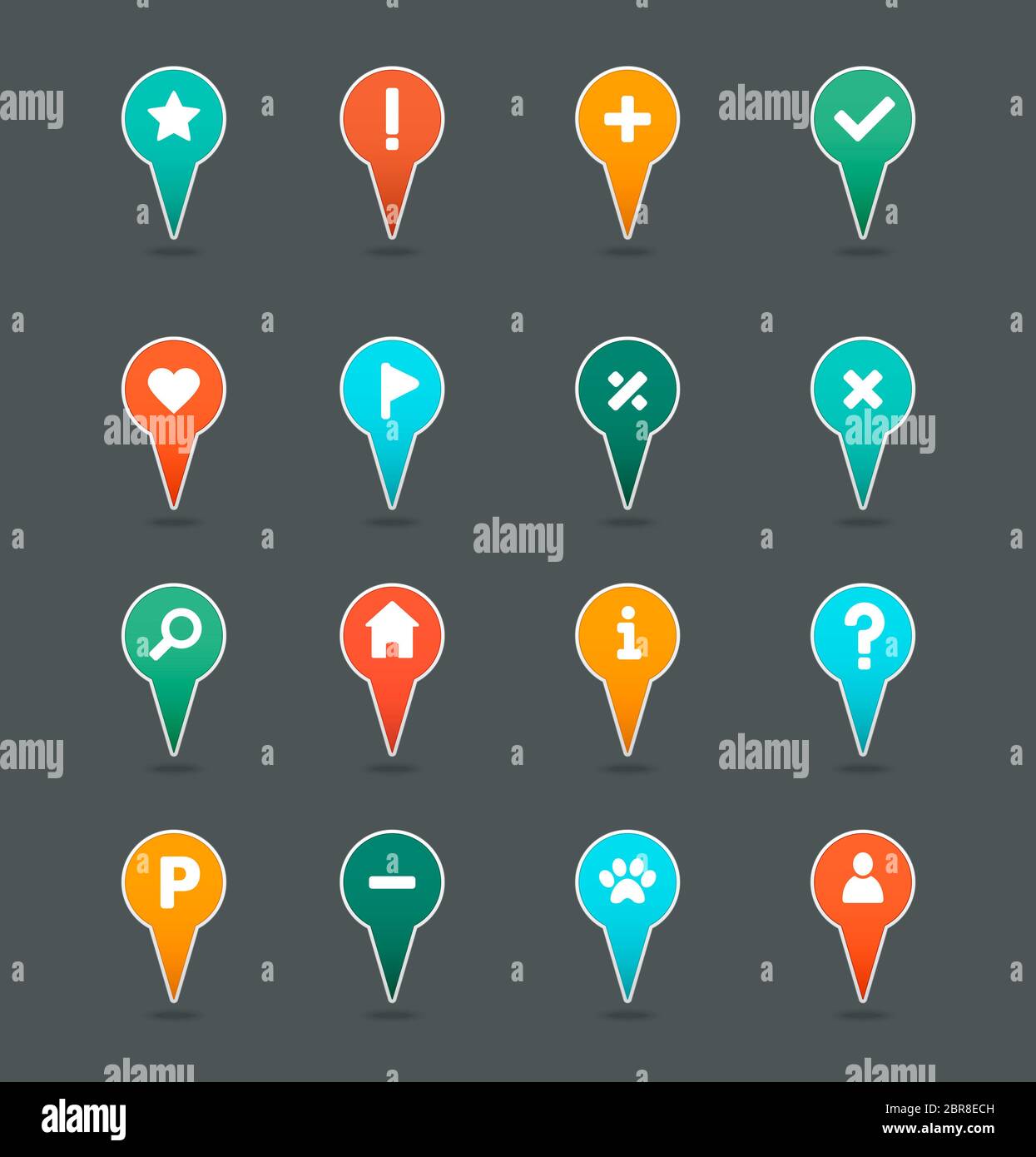 Pin map icon set. Map pointer. Map markers. Destination vector icon. GPS location symbol ...