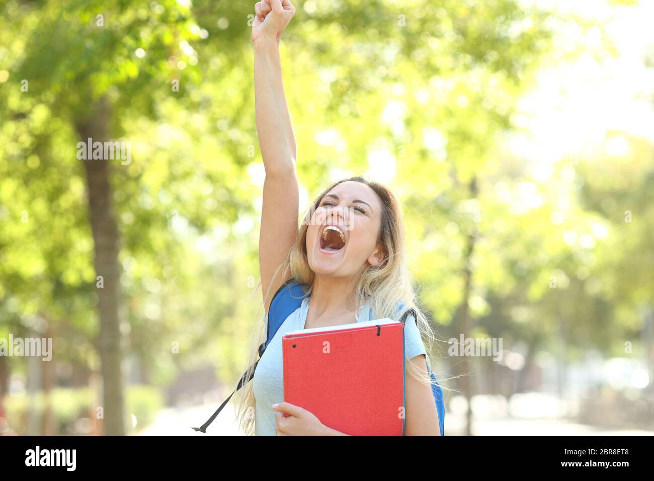 Female student raising arm hi-res stock photography and images - Alamy