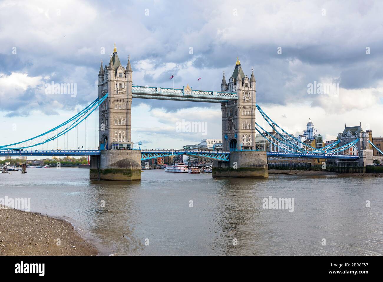View of Tower Bridge, bascule and suspension bridge in London, UK Stock ...