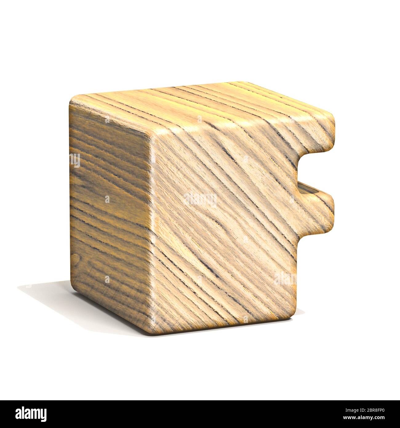 Solid wooden cube font Letter F 3D render illustration isolated on ...