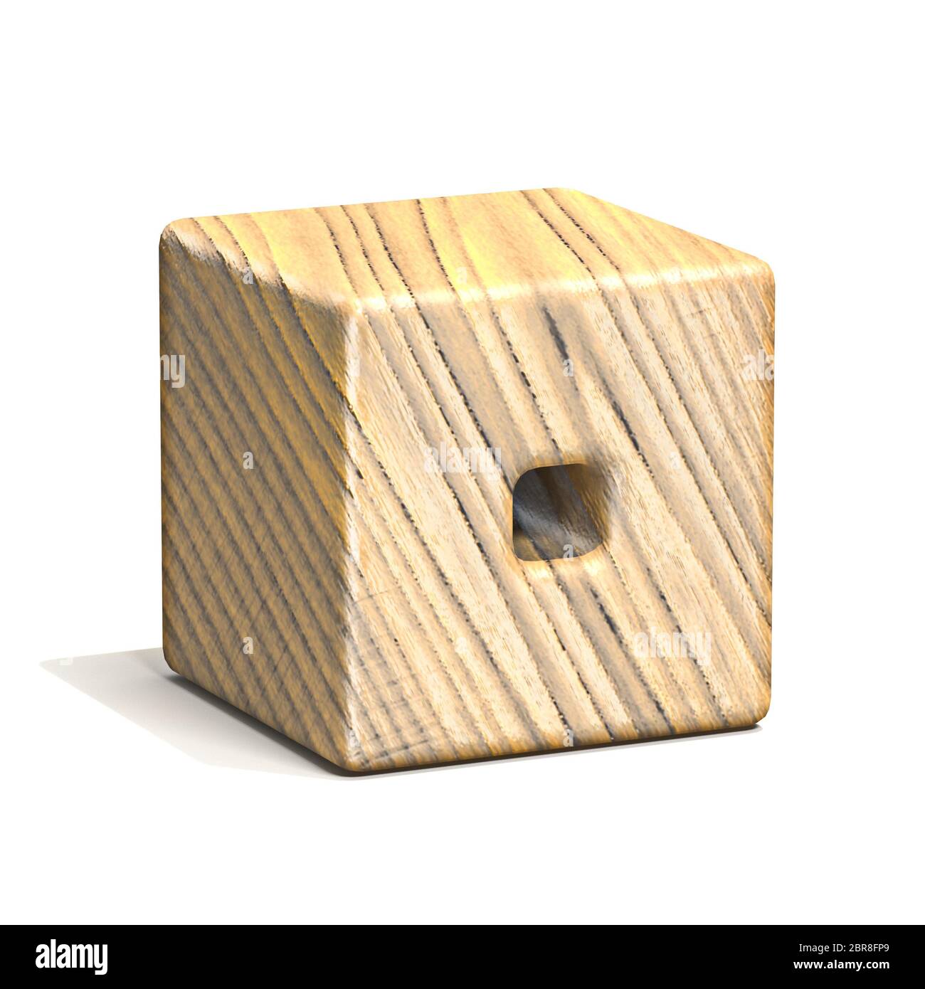 Solid wooden cube font Letter O 3D render illustration isolated on ...