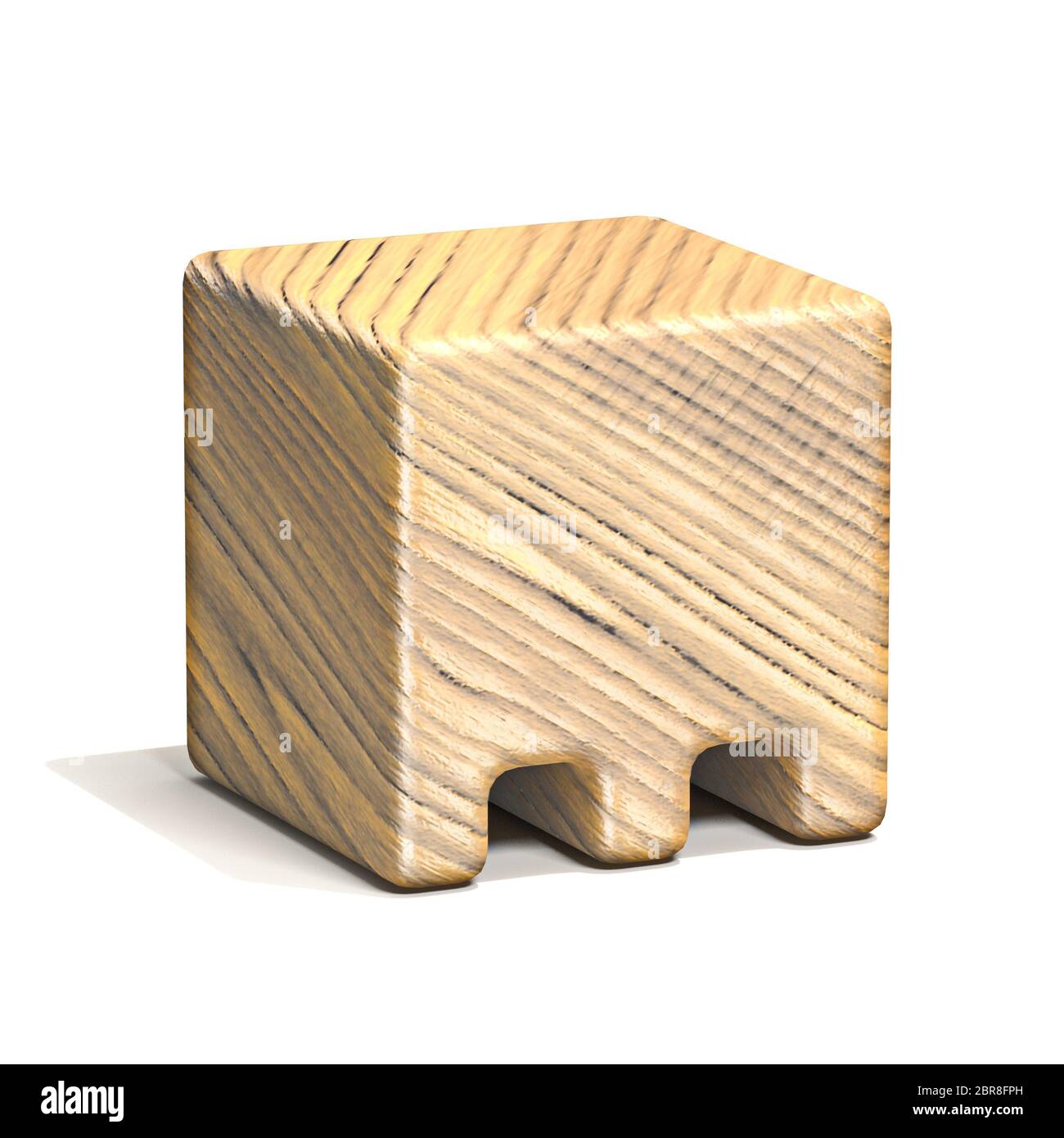 Solid wooden cube font Letter M 3D render illustration isolated on ...
