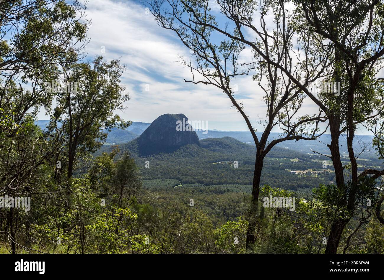 View of Mount Tibrogargan, standing at 364m, seen from the summit walk ...