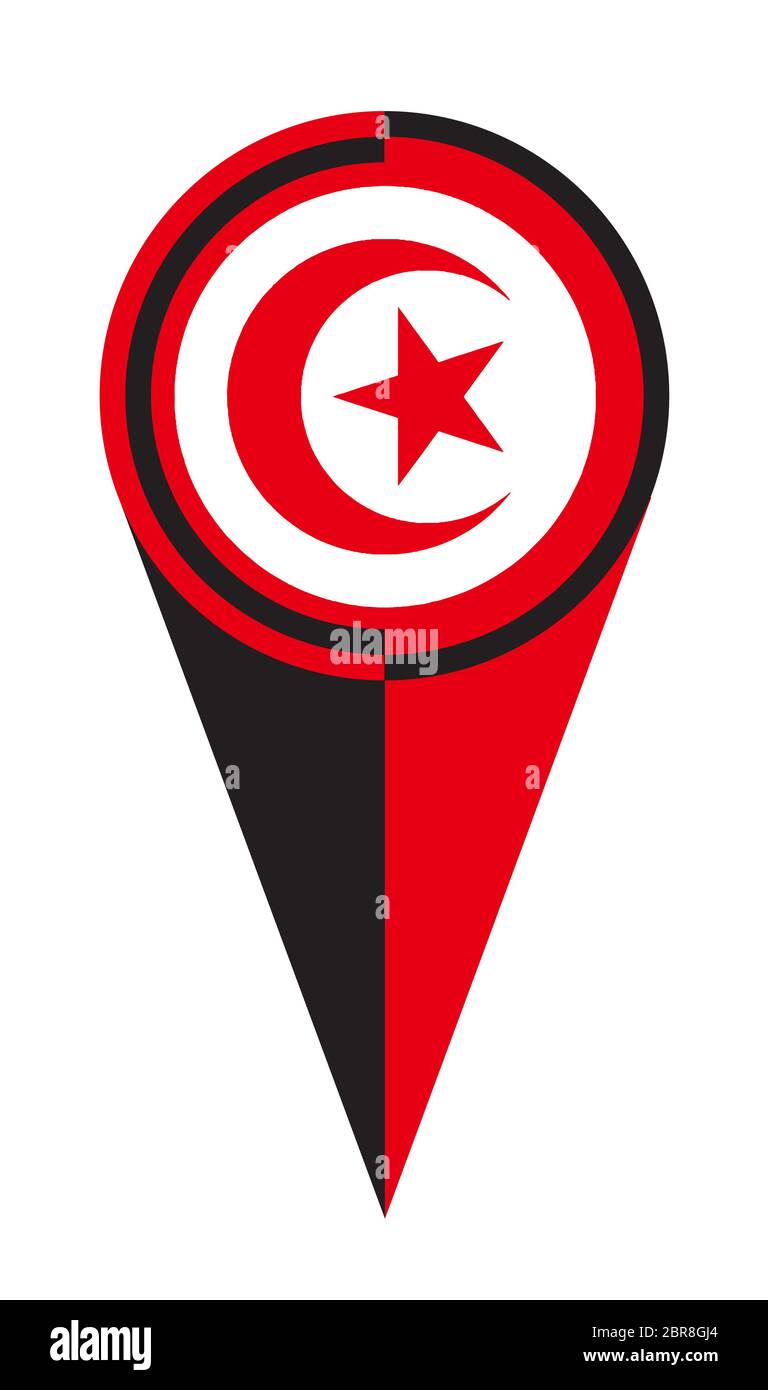 Tunisia map pointer pin icon location flag marker Stock Photo - Alamy