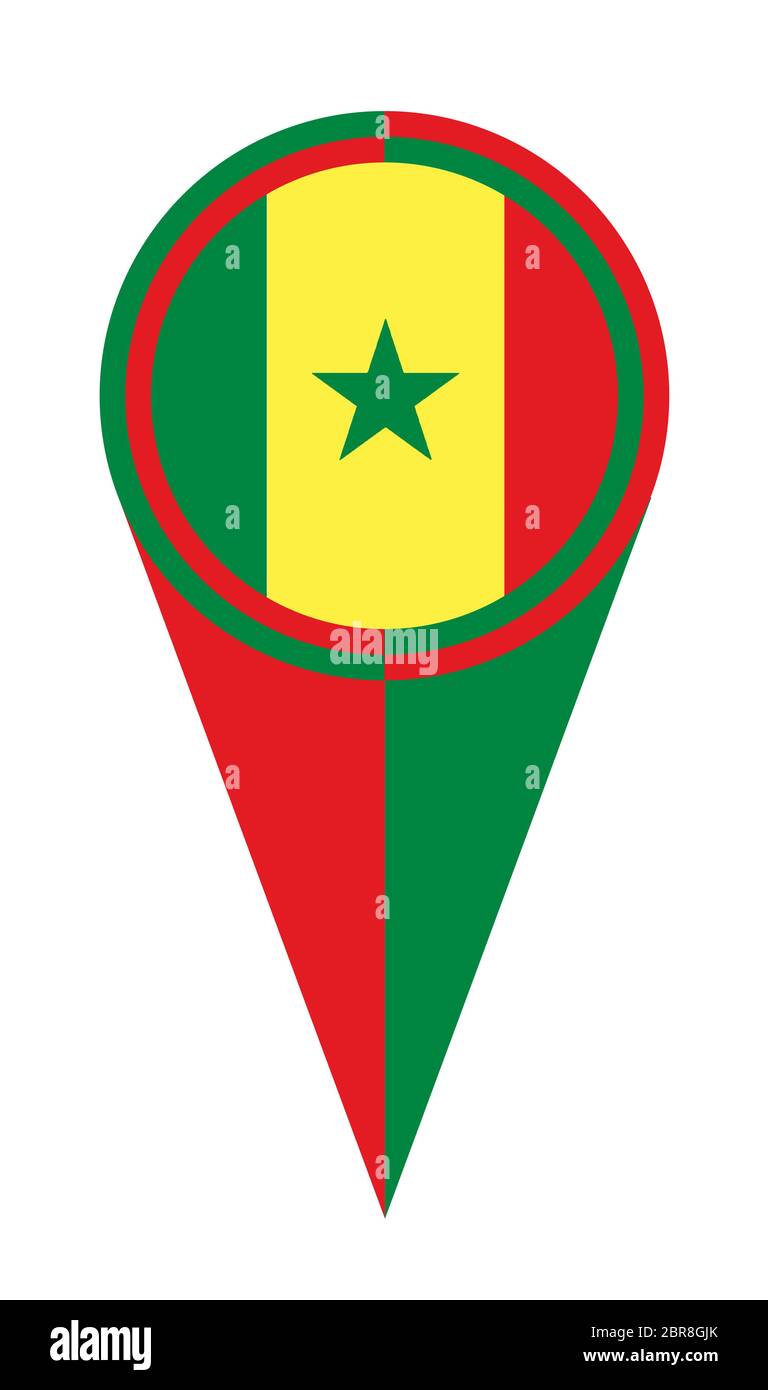 Senegal map pointer pin icon location flag marker Stock Photo - Alamy