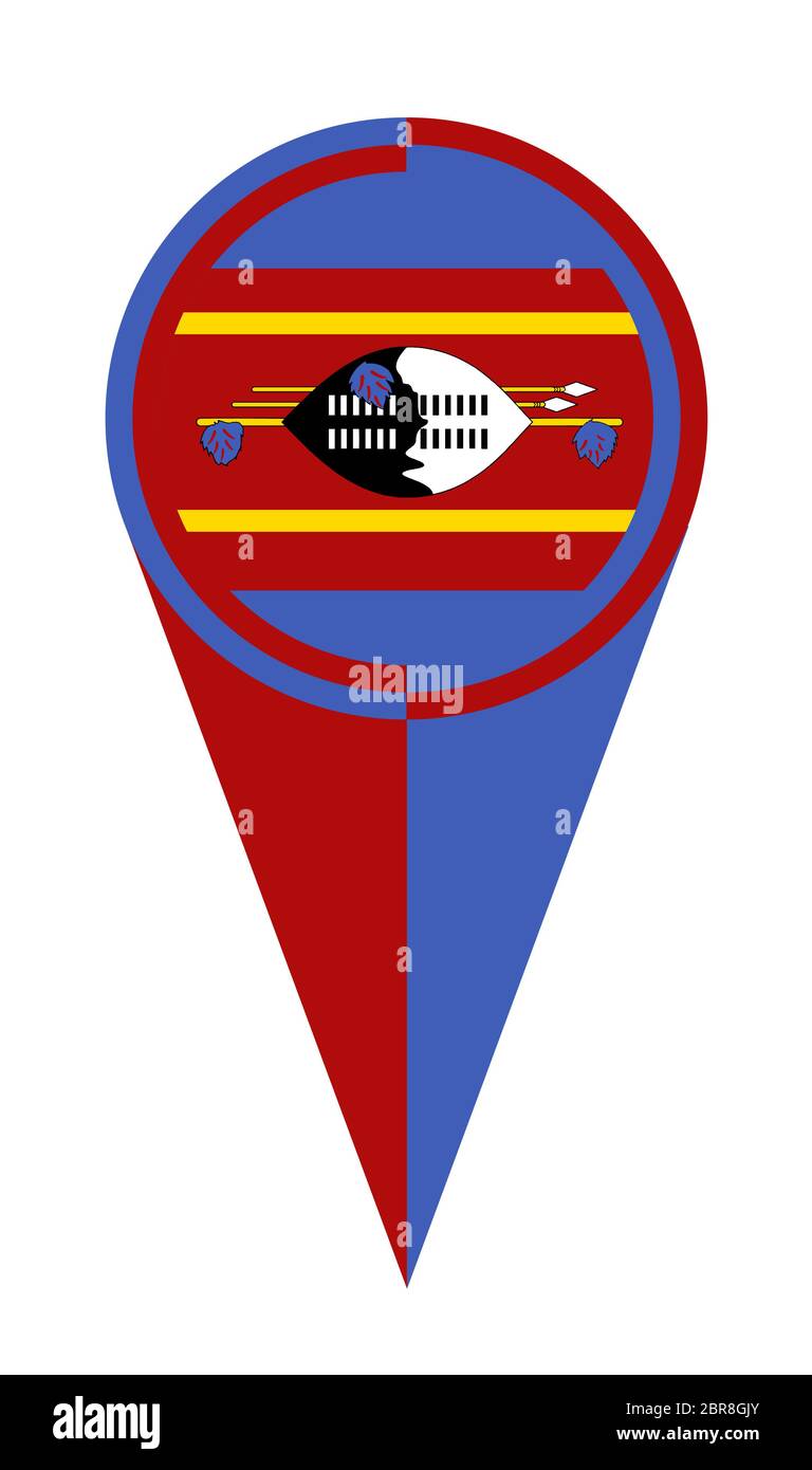 Swaziland map pointer pin icon location flag marker Stock Photo - Alamy