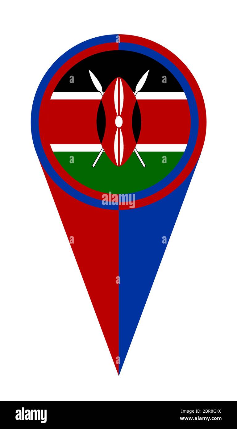 Kenya map pointer pin icon location flag marker Stock Photo - Alamy