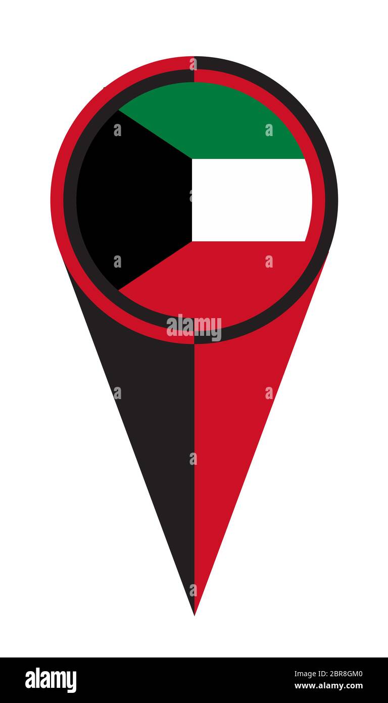 Kuwait map pointer pin icon location flag marker Stock Photo - Alamy