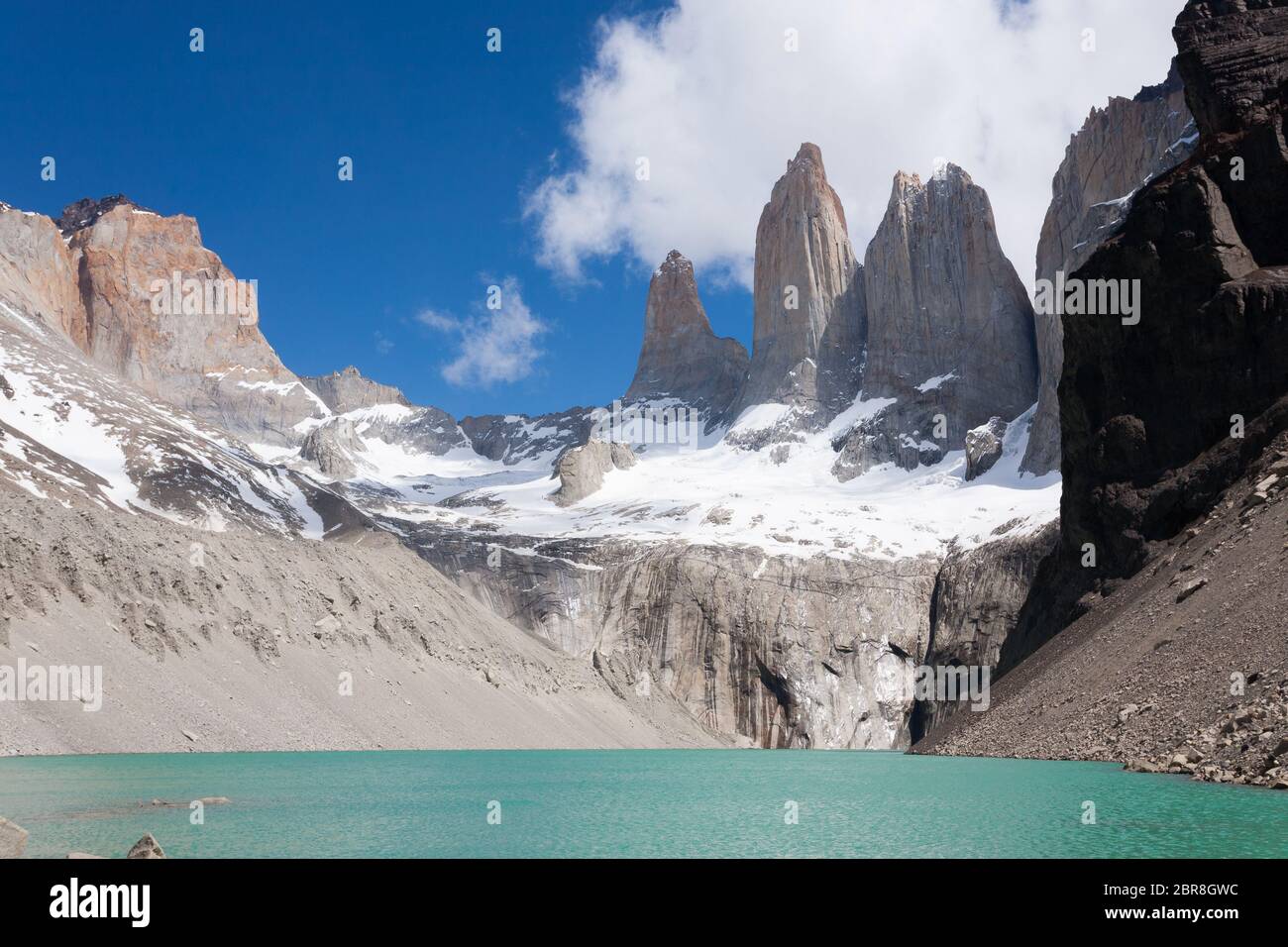 Torres del Paine peaks view, Chile. Chilean Patagonia landscape. Base ...