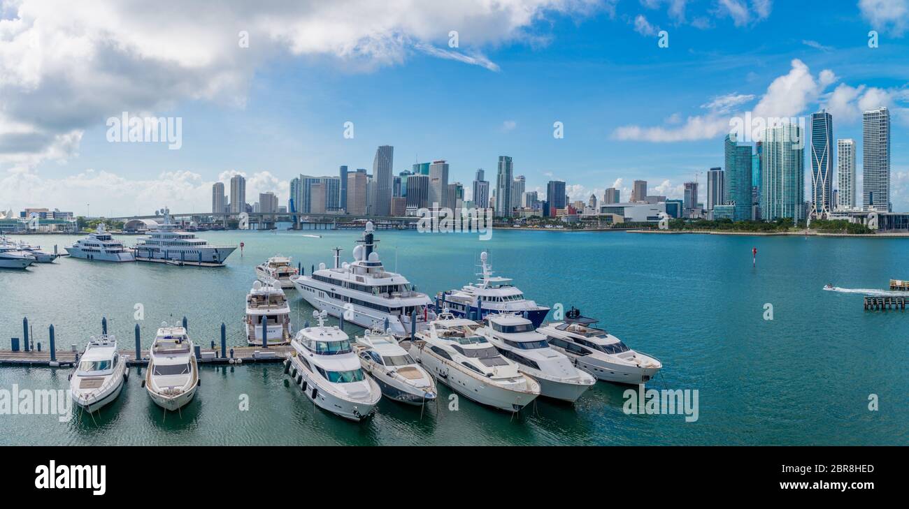Aerial view of Bay in Miami Florida Stock Photo - Alamy