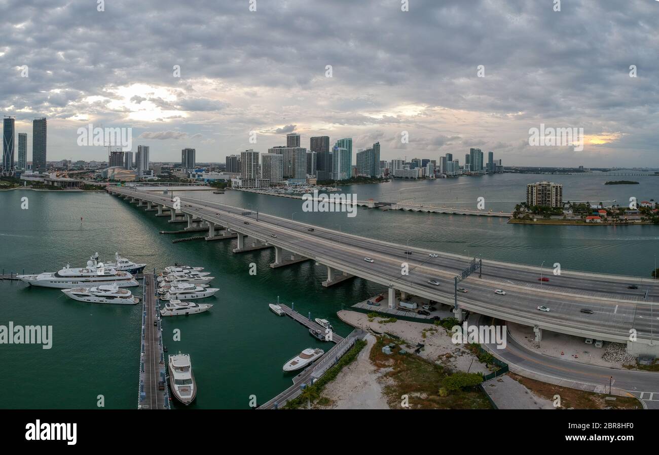Aerial view of Bay in Miami Florida Stock Photo - Alamy