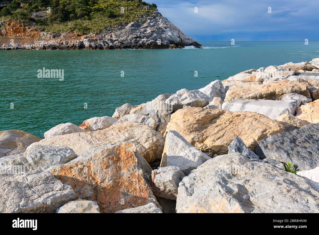 View on water and rocks, landscape, Cinque Terre, Italy Stock Photo - Alamy
