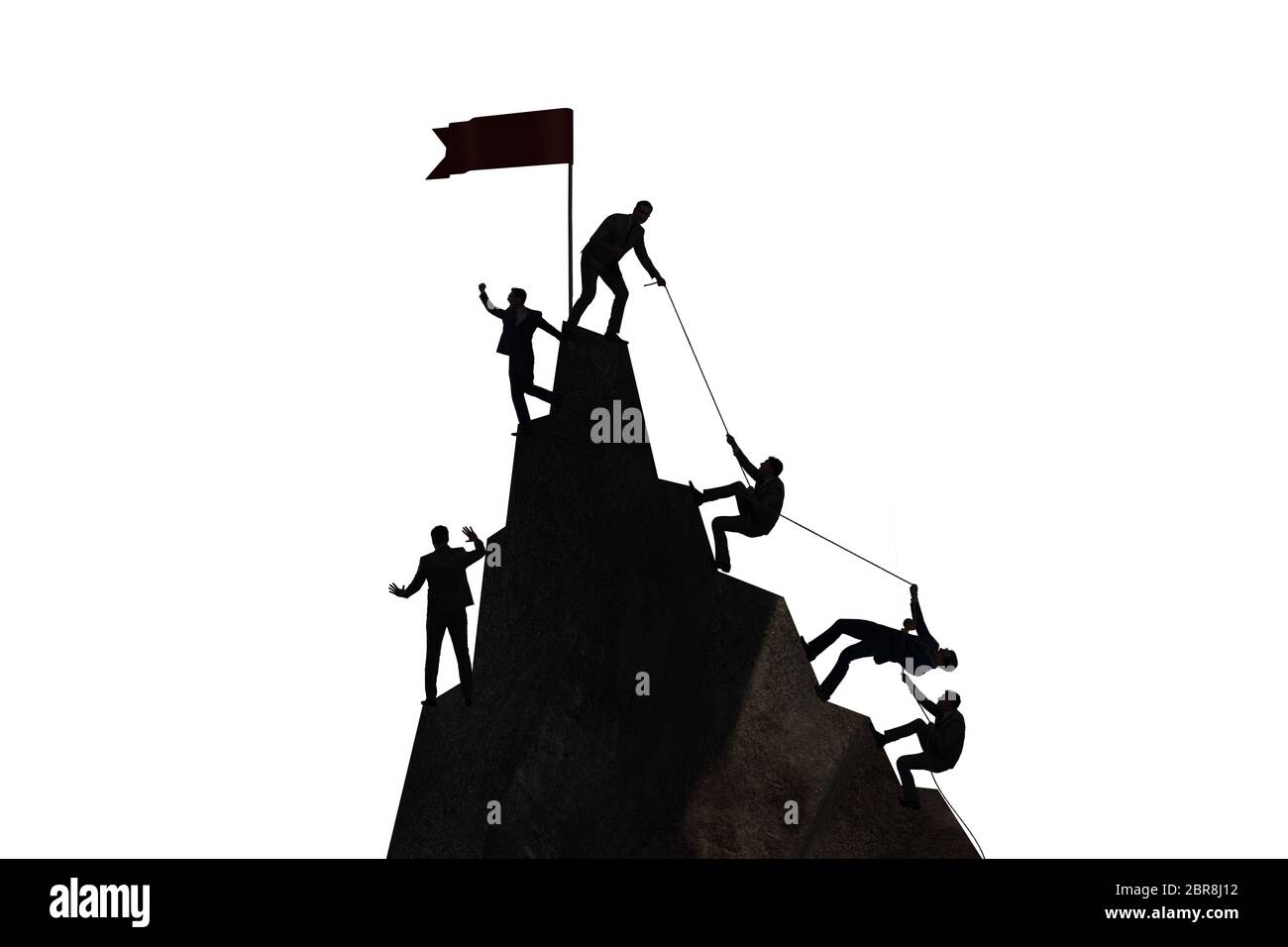 Concept of teamwork with team climbing mountain Stock Photo - Alamy