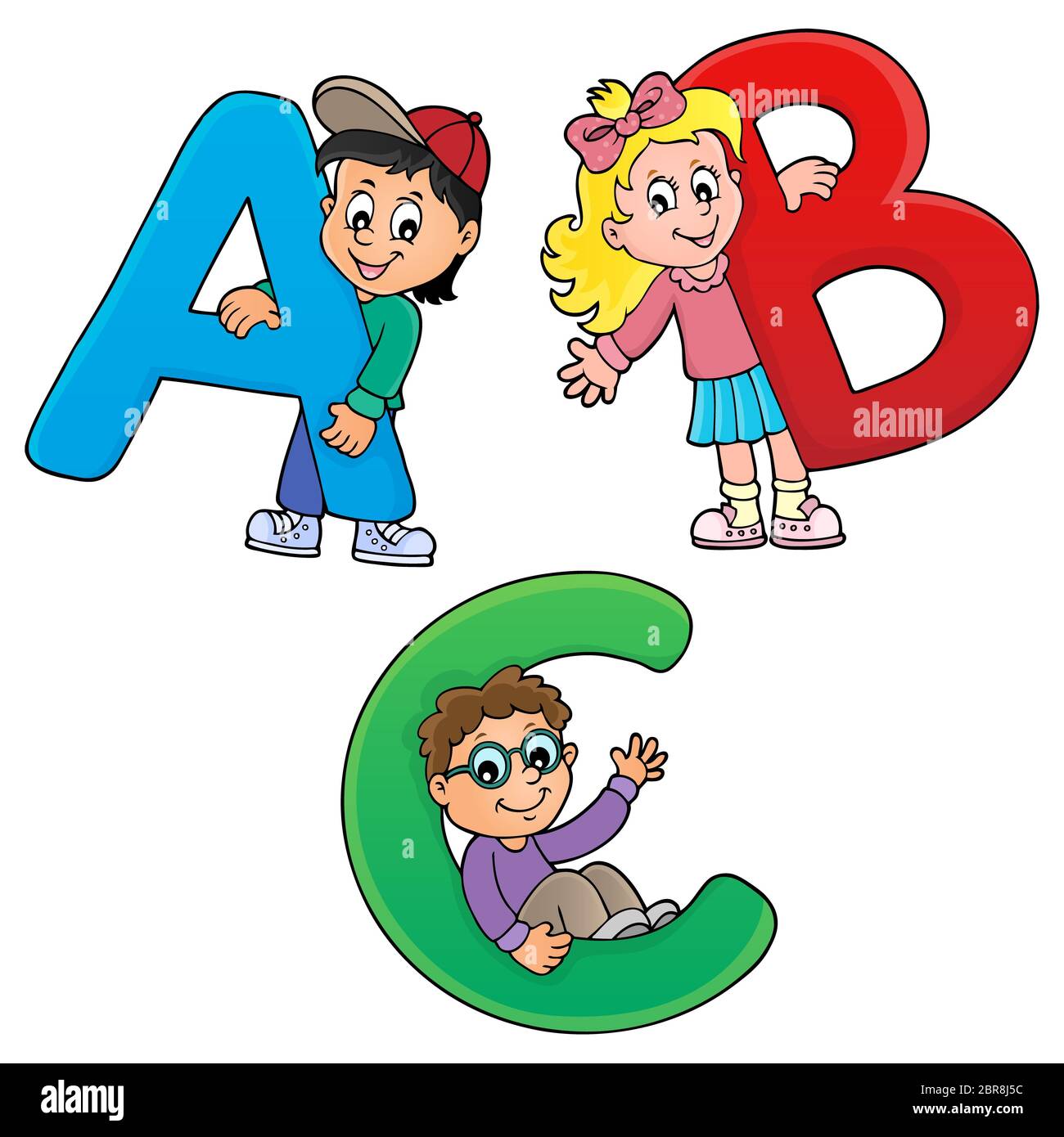 Children with letters ABC theme 1 - picture illustration Stock Photo ...