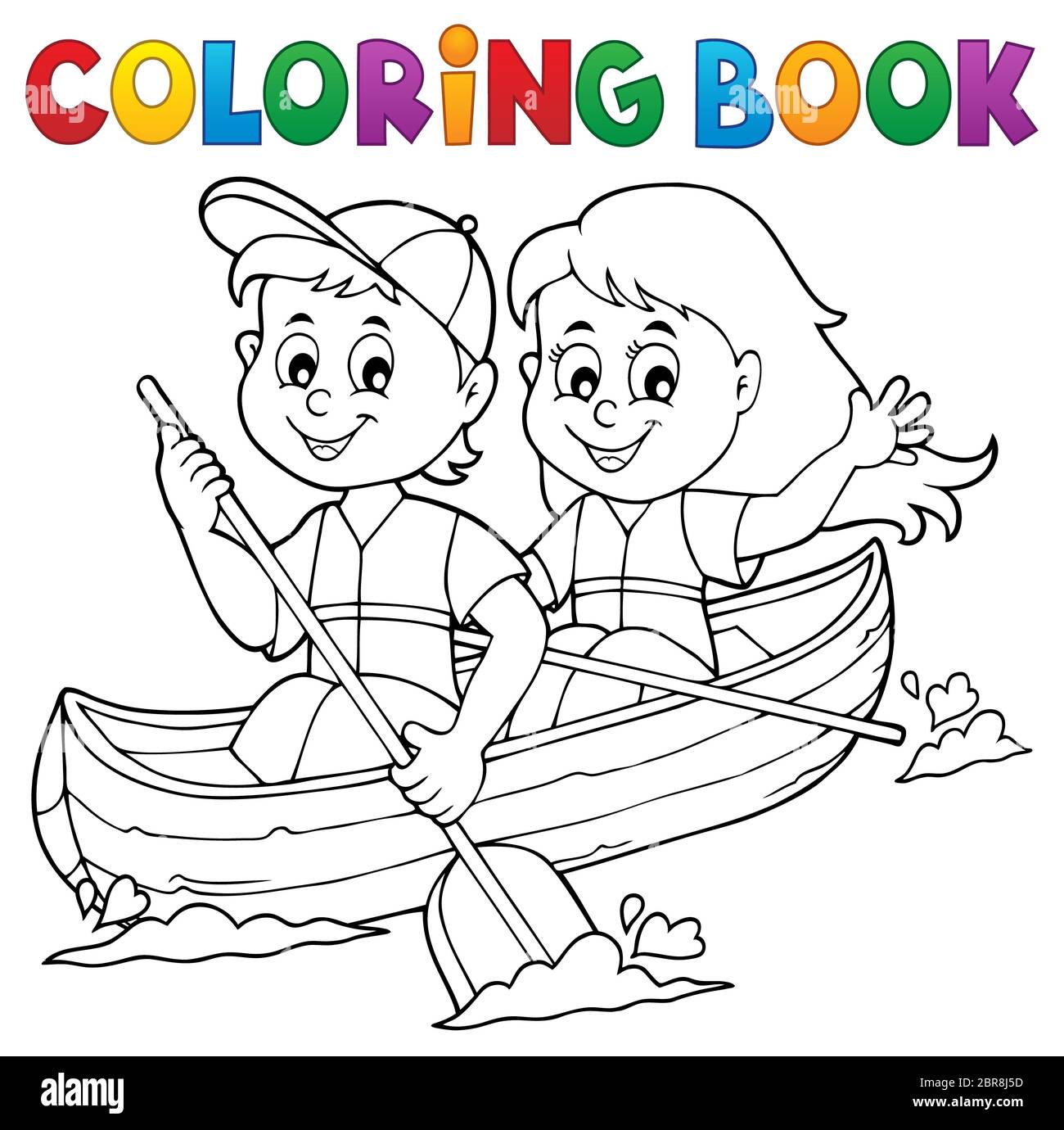 Coloring book kids in boat theme 1 - picture illustration Stock Photo ...