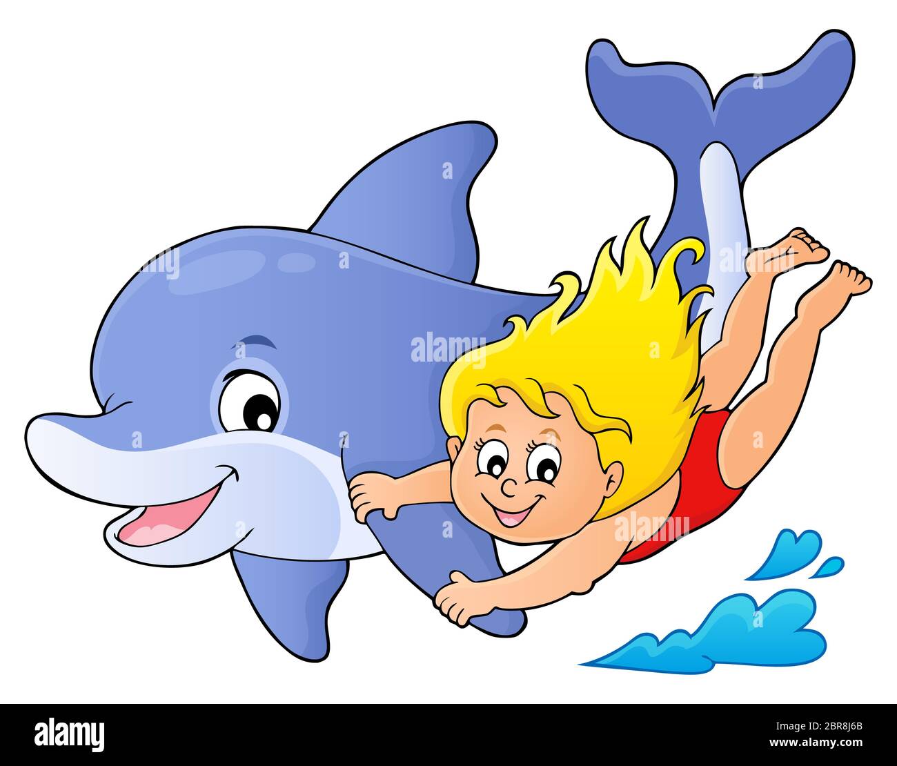 Girl and dolphin image 1 - picture illustration Stock Photo - Alamy