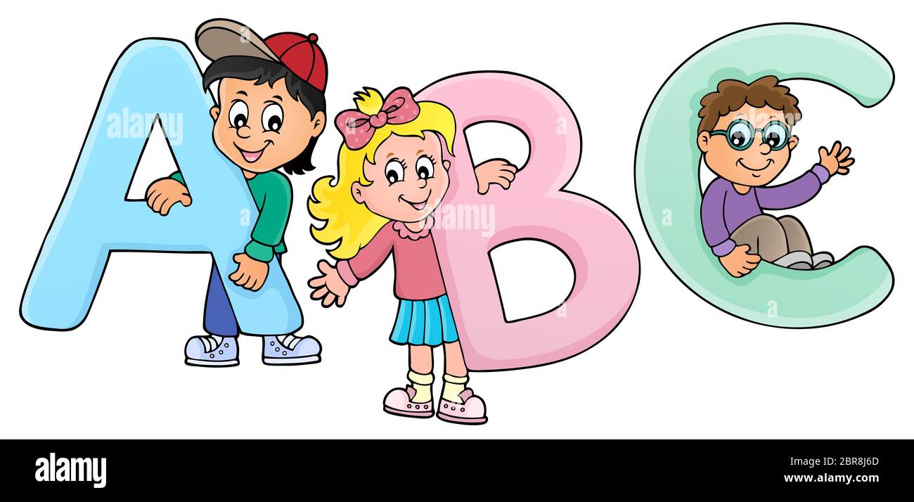 Children with letters ABC theme 2 - picture illustration Stock Photo ...