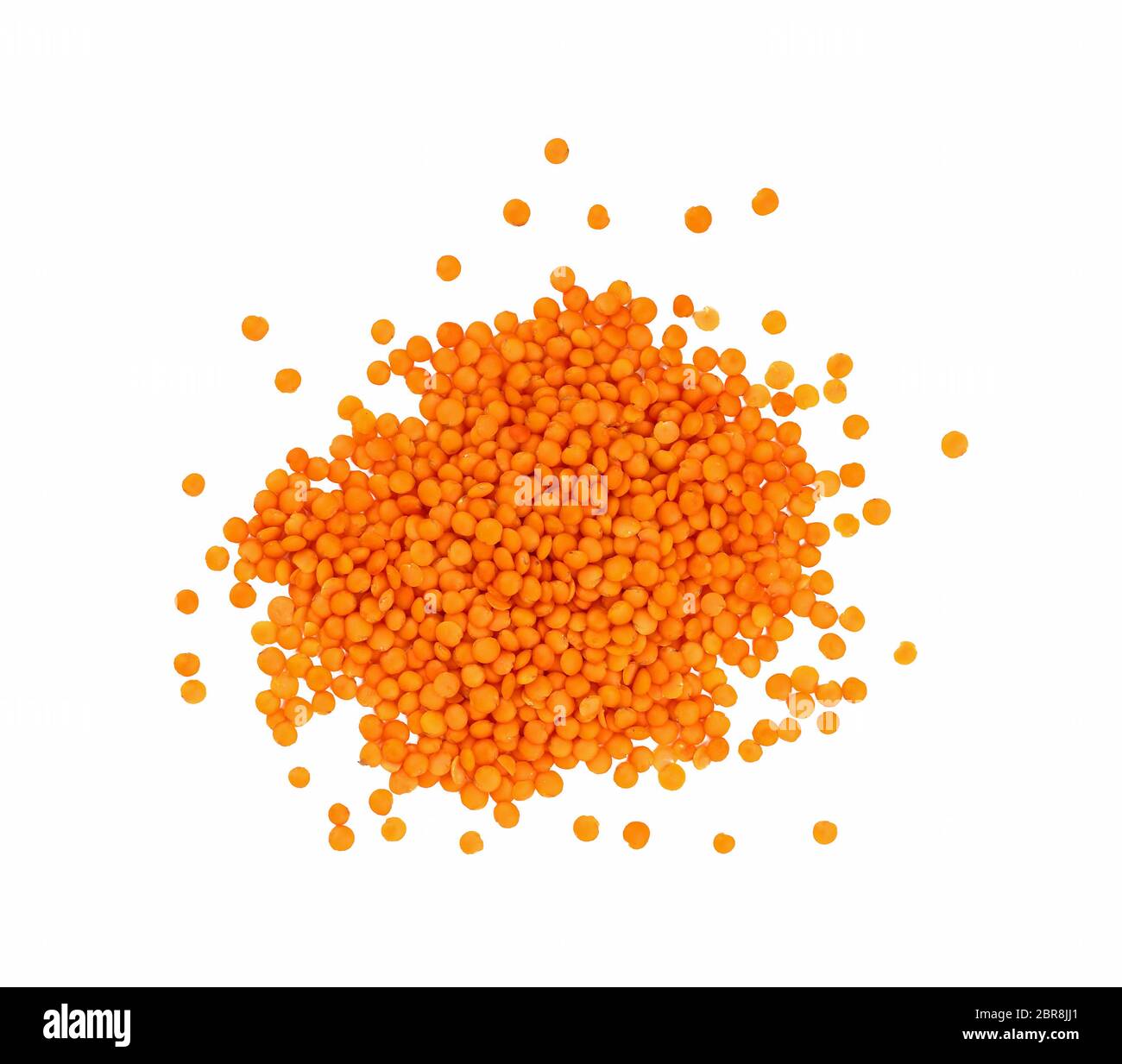 Close up heap of Orange Masoor Dal (Red Chief) lentil lens isolated on ...