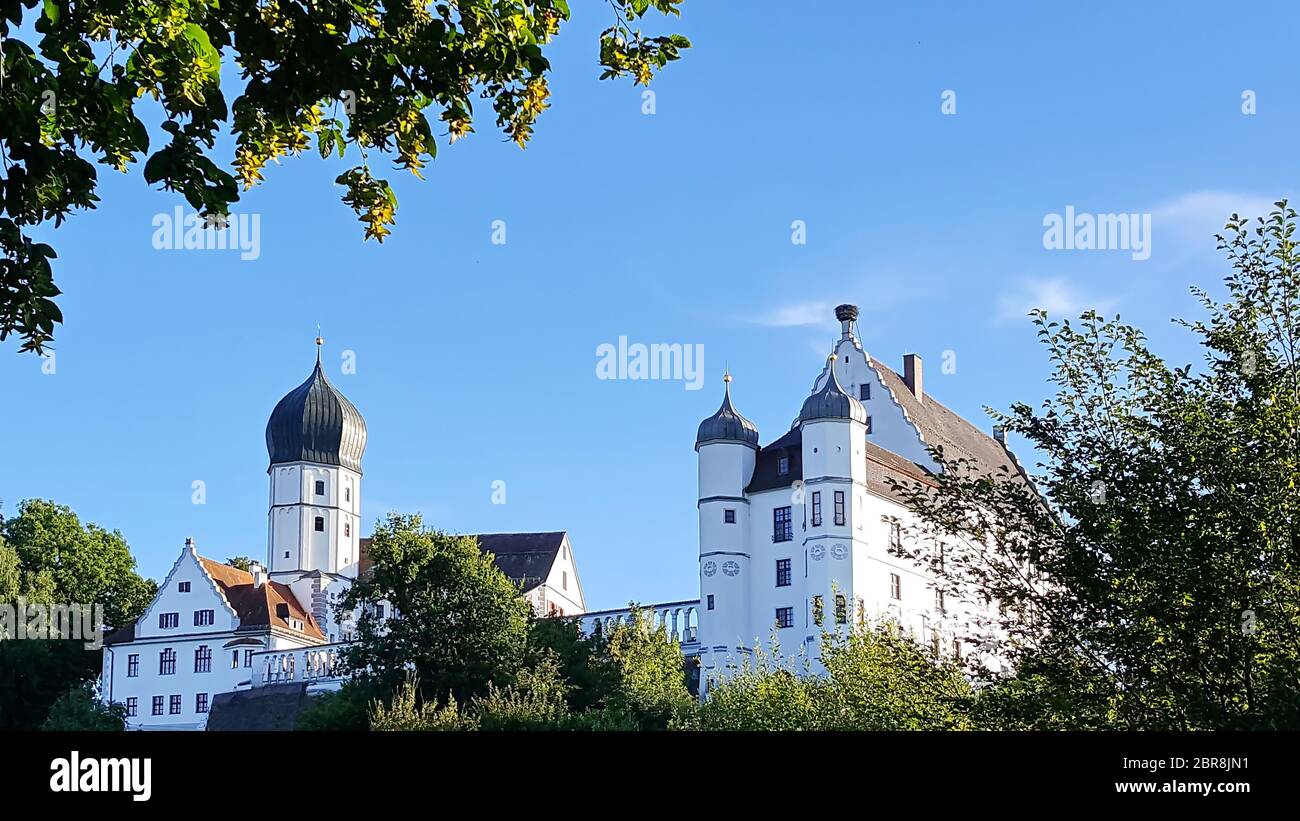 The city Illertissen with the castle Stock Photo - Alamy